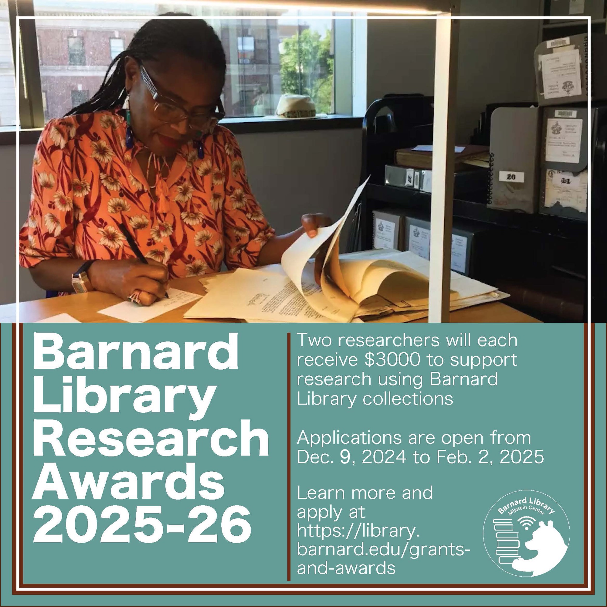 Applications open for Barnard Library Research Award, 2025-26 | Barnard Library